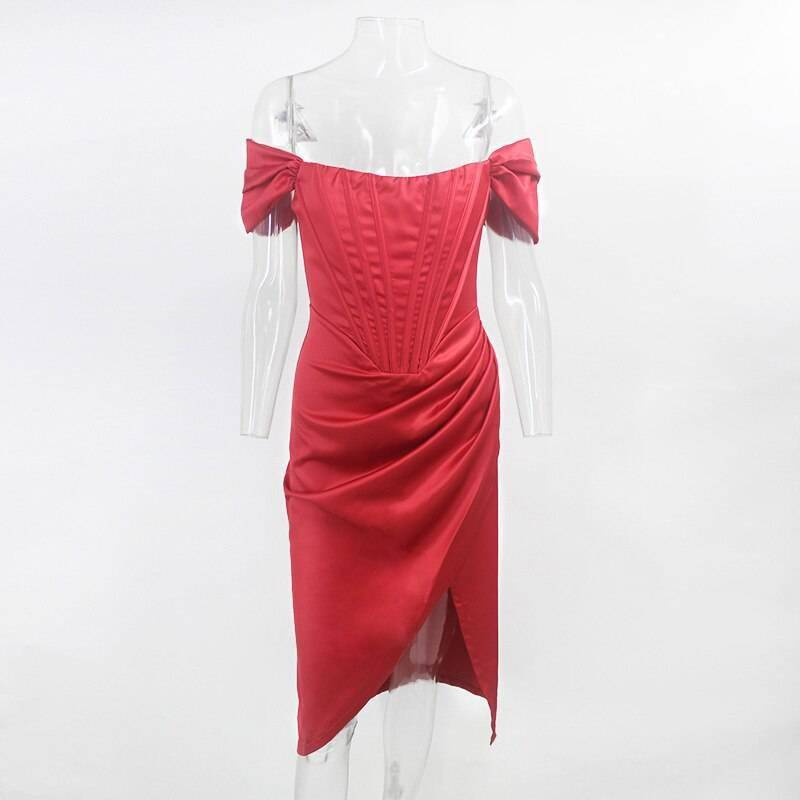 FREE SHIPPING Summer Off Shoulder Dress High Split Strapless Club ...